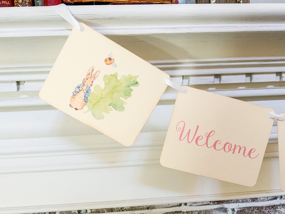 Peter Rabbit Girl Baby Shower Banner Garland Sign-peter Rabbit Welcome ...