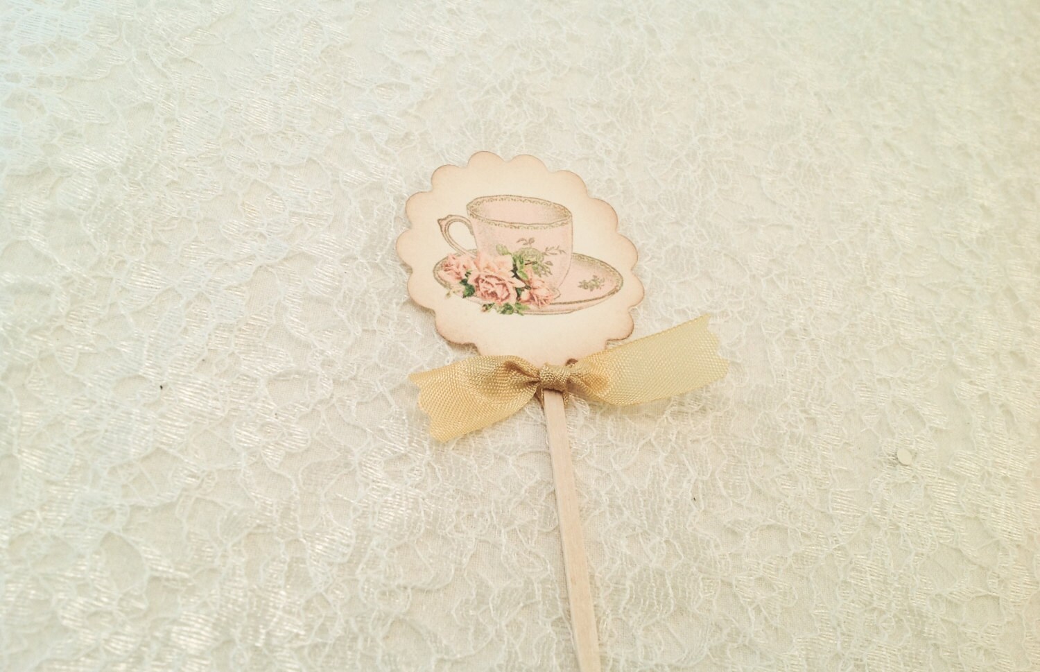 Pink Teacup Cupcake Toppers-tea Cup Tea Party Cupcake Toppers Picks ...