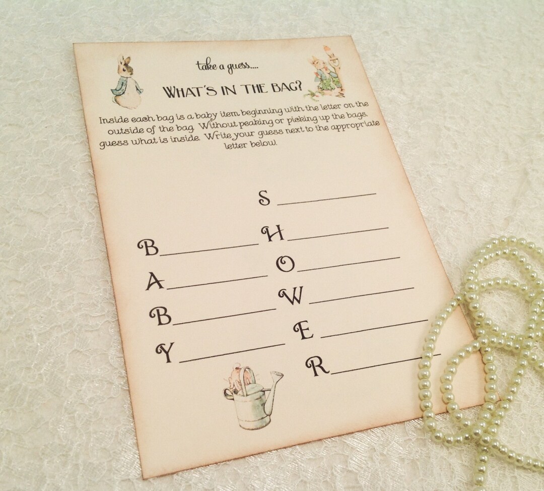Peter Rabbit Bingo Cards Games-peter Rabbit Baby Shower Fill in Blank ...