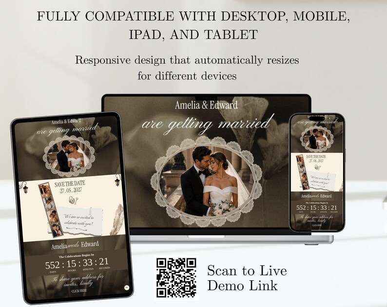 Old Money Save the Date Wedding Website - Etsy Canada