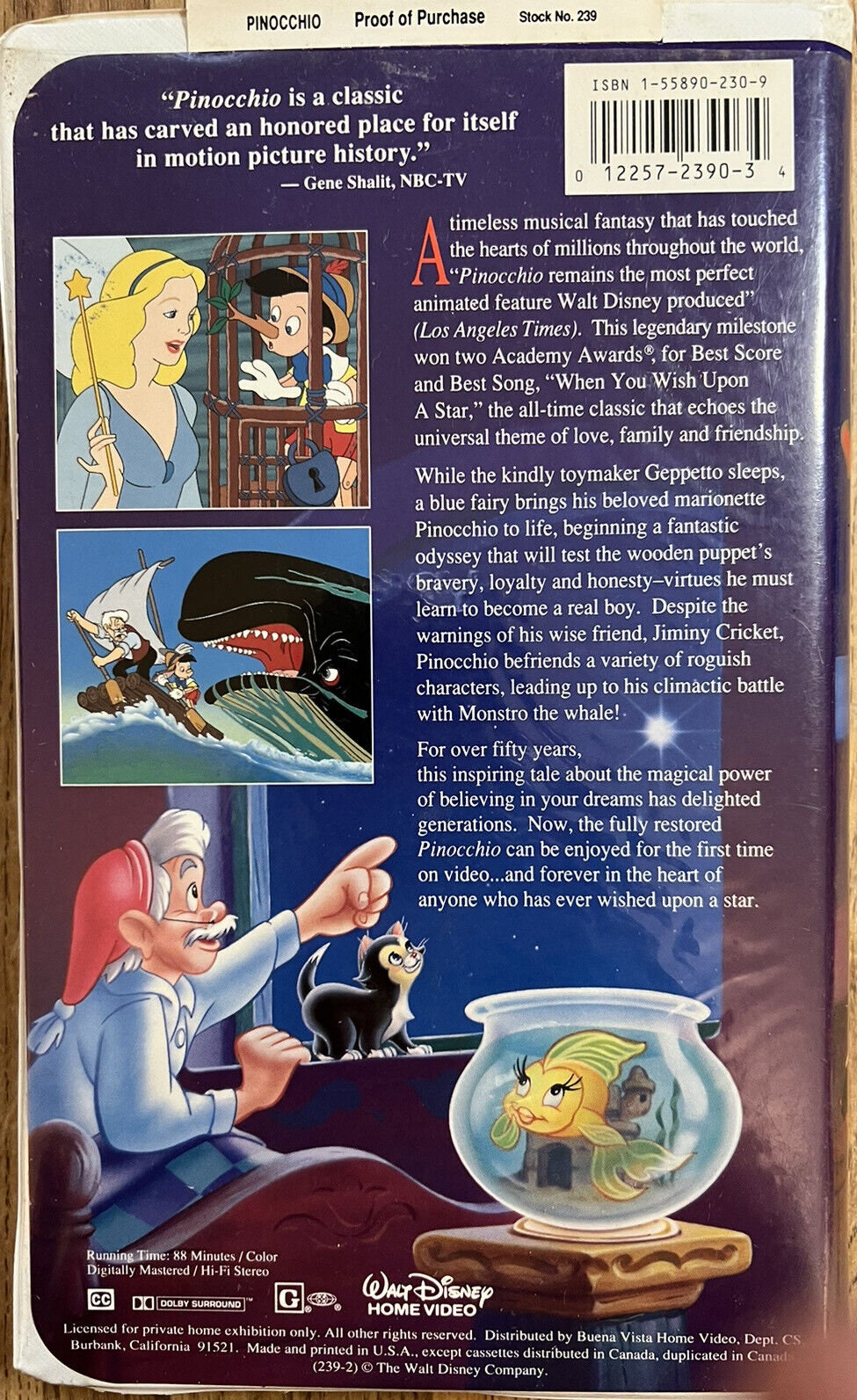 Walt Disney's Pinocchio VHS, 1993, Special Edition - Etsy