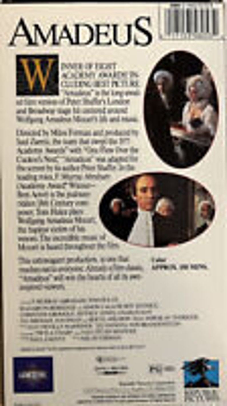 Amadeus VHS 1984 Oscar Best Picture Full Screen Edition - Etsy