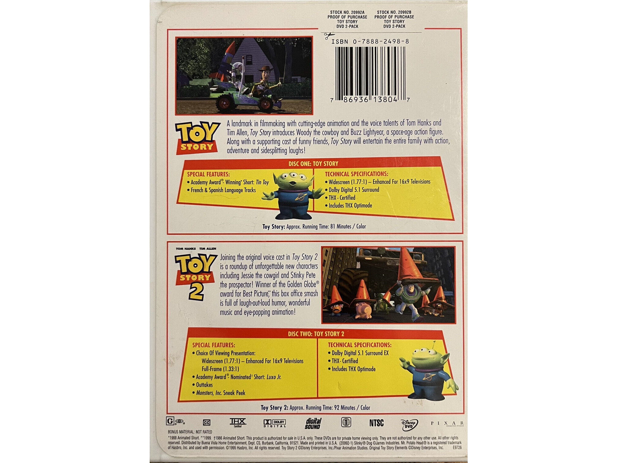 Disney Pixar Toy Story 2 Pack DVD 2000 2-disc Set - Etsy