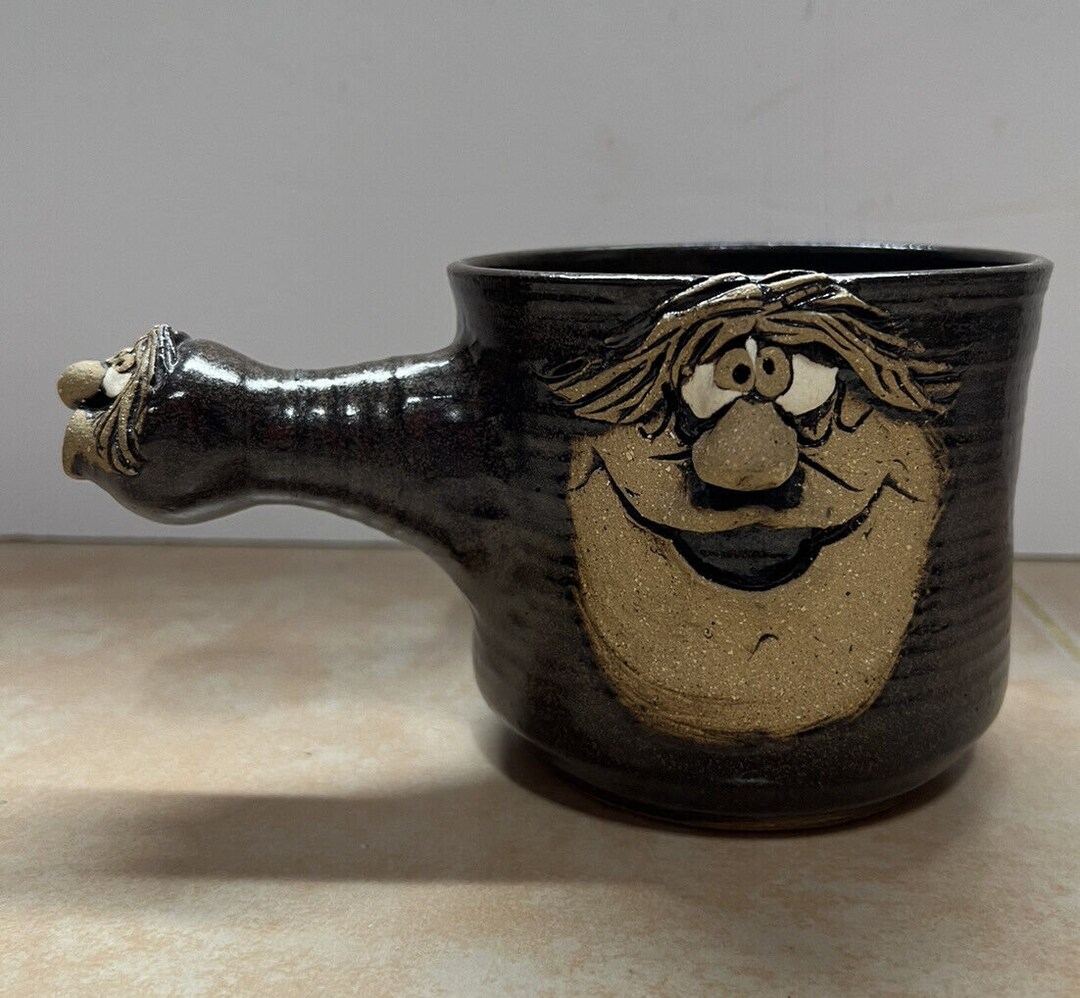 Vintage 3D Caveman Face Stoneware Pottery Mug Signed "daniels 77'-" - Etsy