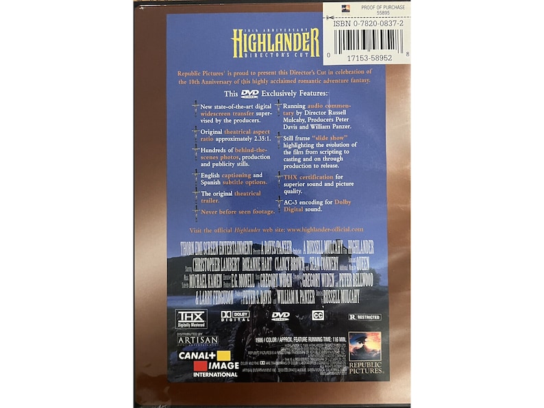 Highlander (DVD, 1997, Deluxe Collector's Ed.) Christopher Lambert ...