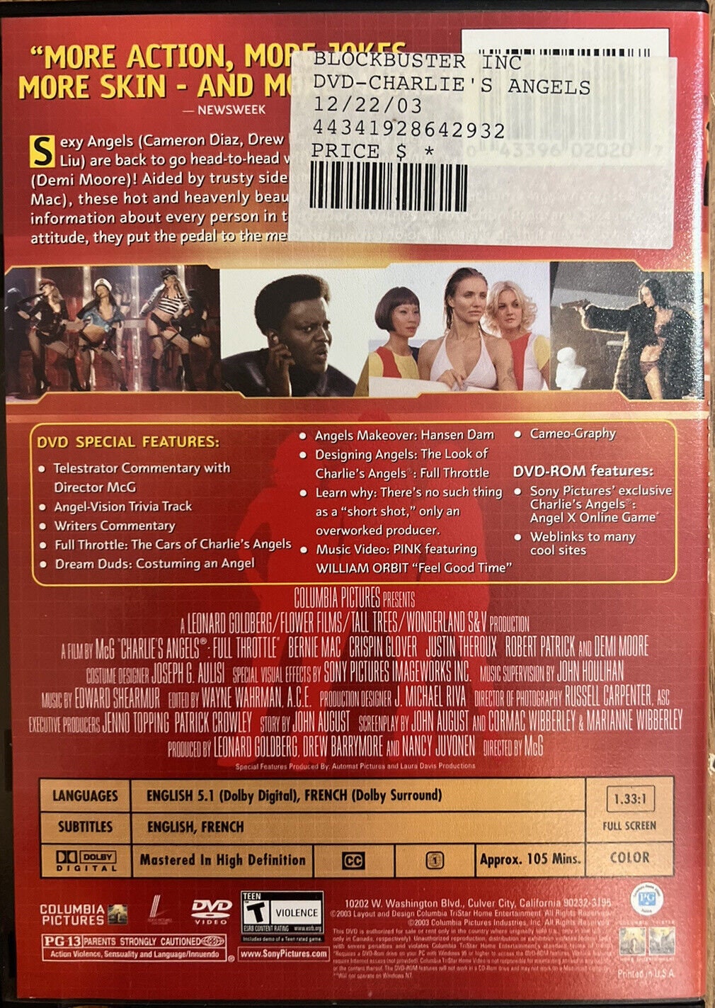 Charlie's Angels Full Throttle (DVD, 2003, Special Edition) - Etsy