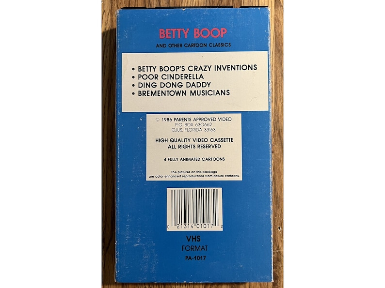 Betty Boop and Other Cartoon Classics - (VHS, 1986) PA-1017 - Etsy