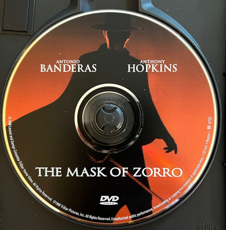 The Mask of Zorro DVD, 1998 Antonio Banderas, Anthony Hopkins - Etsy