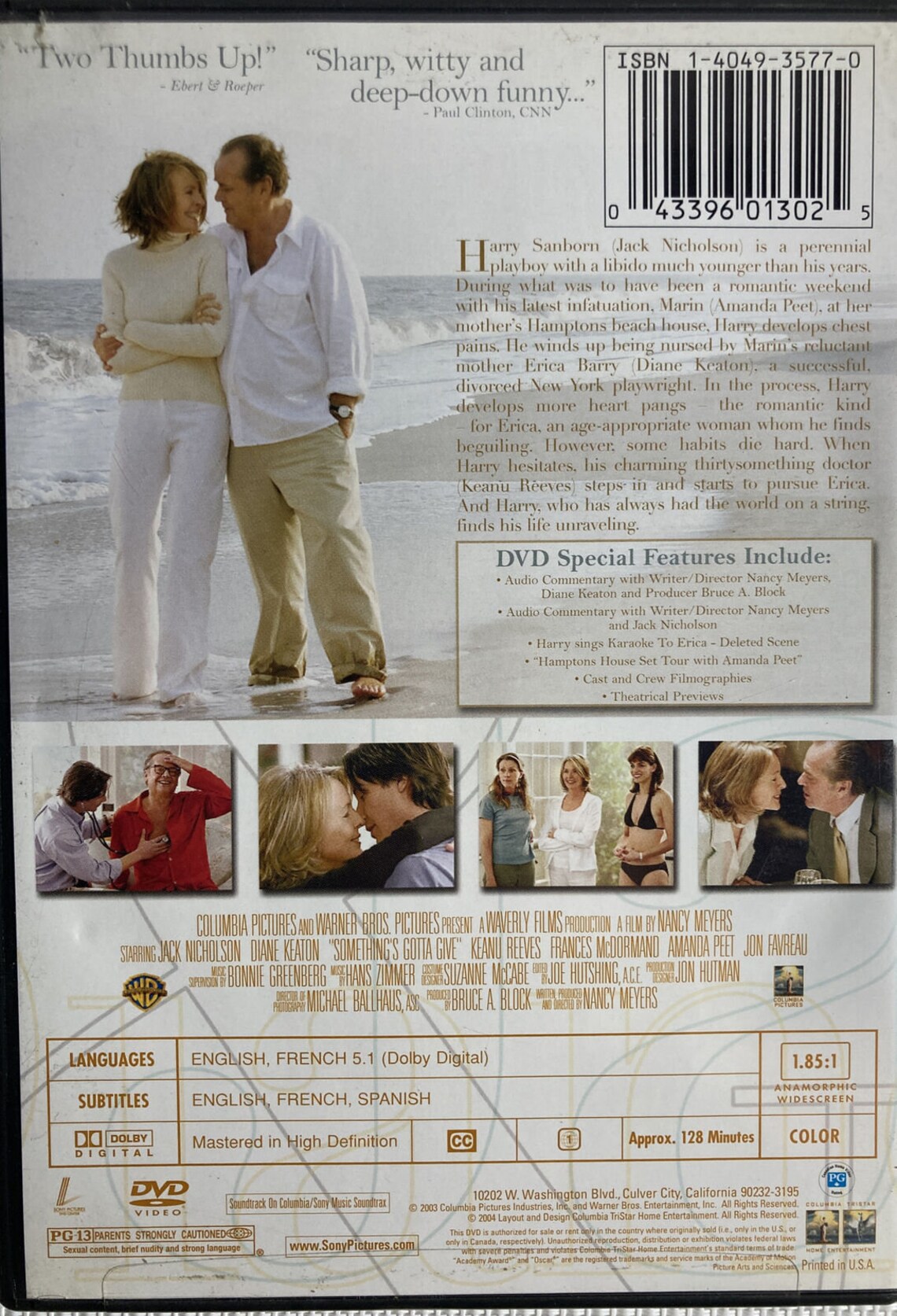 Something's Gotta Give (DVD, 2003) ~ Jack Nicholson, Diane Keaton ...