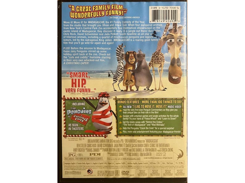 Madagascar (DVD, 2005, Full Screen Edition) - Etsy