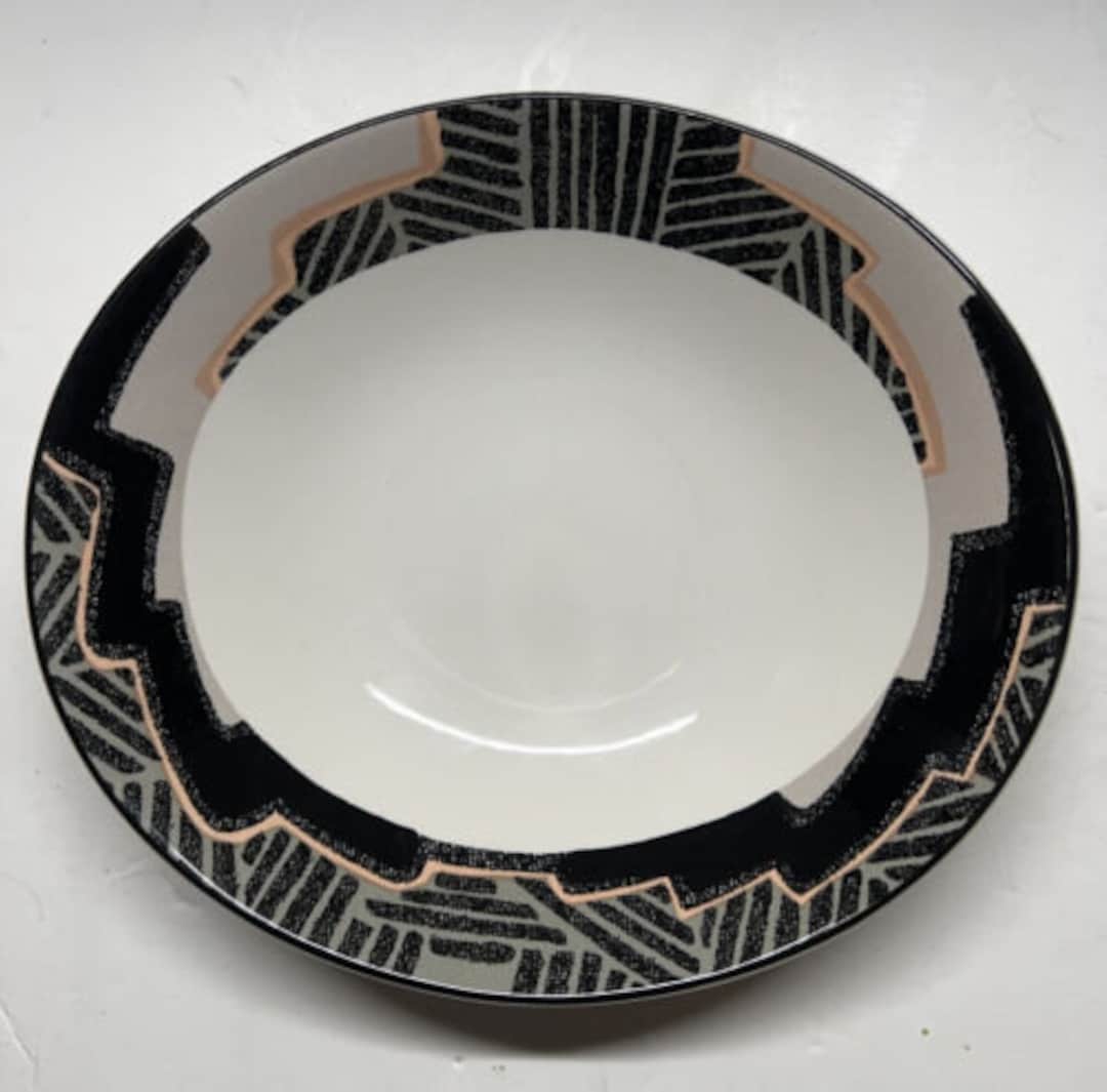SANGO Larry Laslo Dimension Black Oval Soup Cereal Bowls 7.875" X 7.125" - Etsy