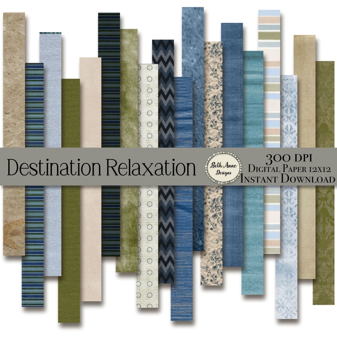 Instant Download Digital Scrapbook Papers, Destination Relaxation ...