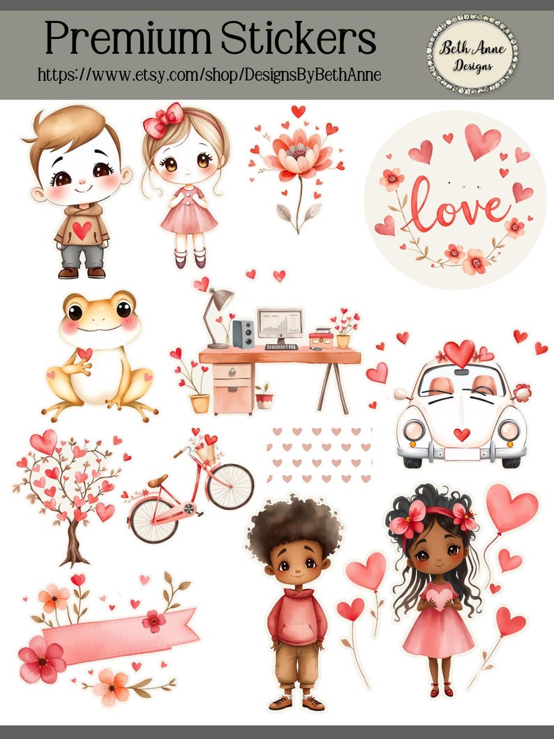Valentine's Day Planner Stickers, Goodnotes PNG, Digital Download - Etsy