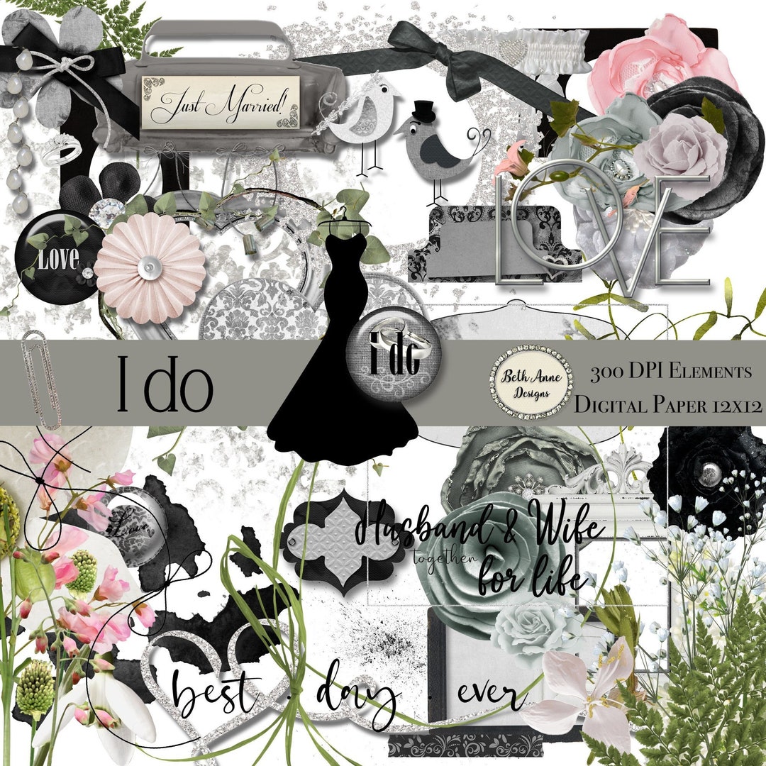 Instant Download Wedding Digital Scrapbook Kit Digital Scrapbook ...