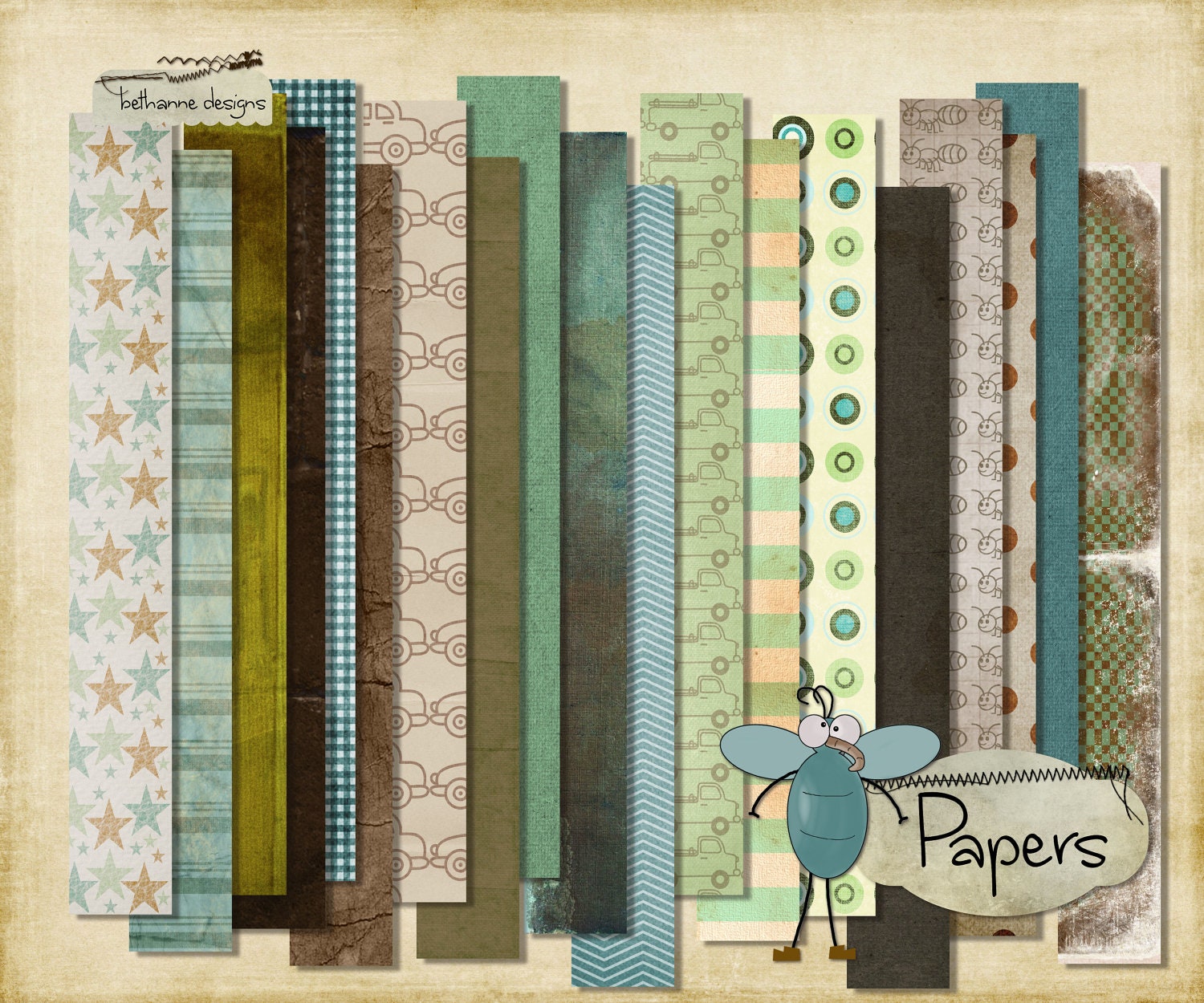 Boys, Bugs & Dirt Digital Scrapbook Kit, Instant Download, Digital ...