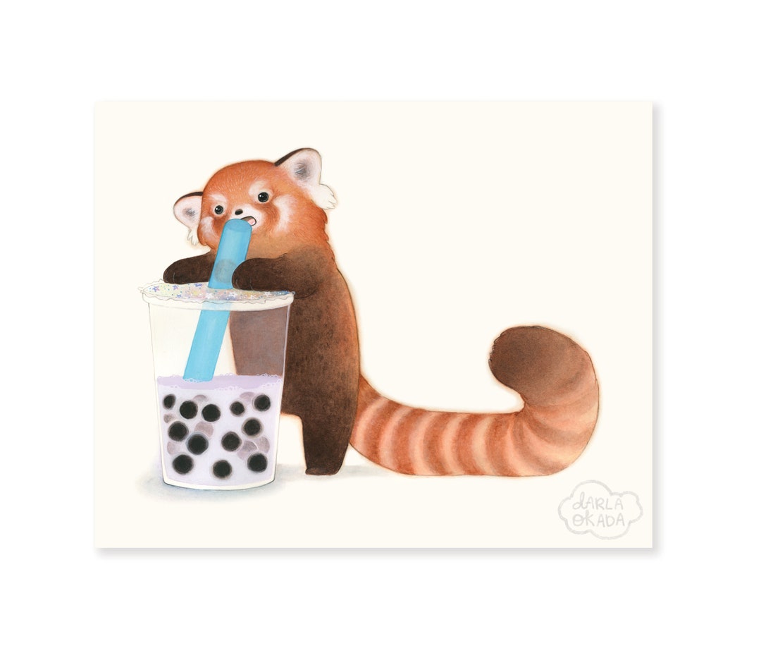 Red Panda With a Boba - Etsy New Zealand