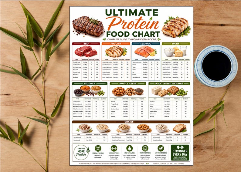 High Protein Food Chart | Muscle Building Keto Meal Plan (PDF) - Etsy