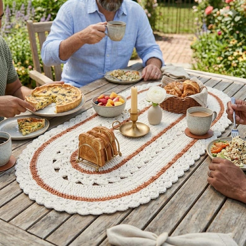 Oval Crochet Table Runner Pattern, Beginner Lace Table Decor (PDF) - Etsy
