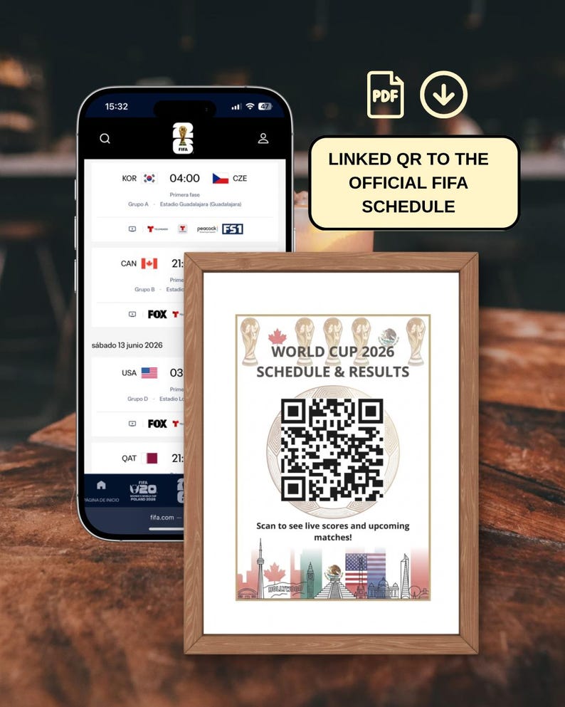 World Cup 2026 Schedule Poster | Live QR Code Match Sign (instant ...