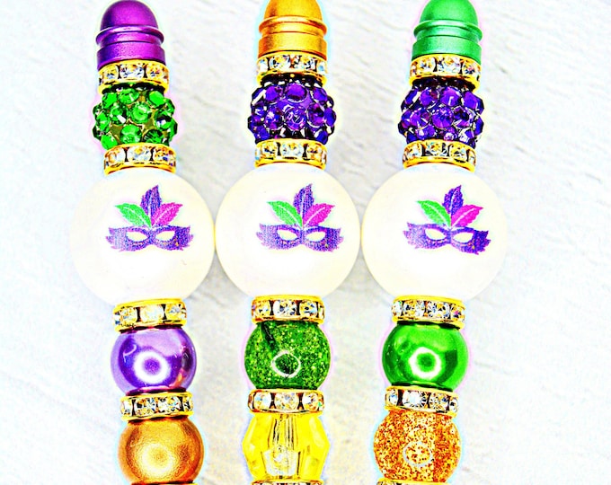Beaded Pens/mardi Gras Fancy Mask Pen/novelty Pen/gift Pen/journal Pen ...