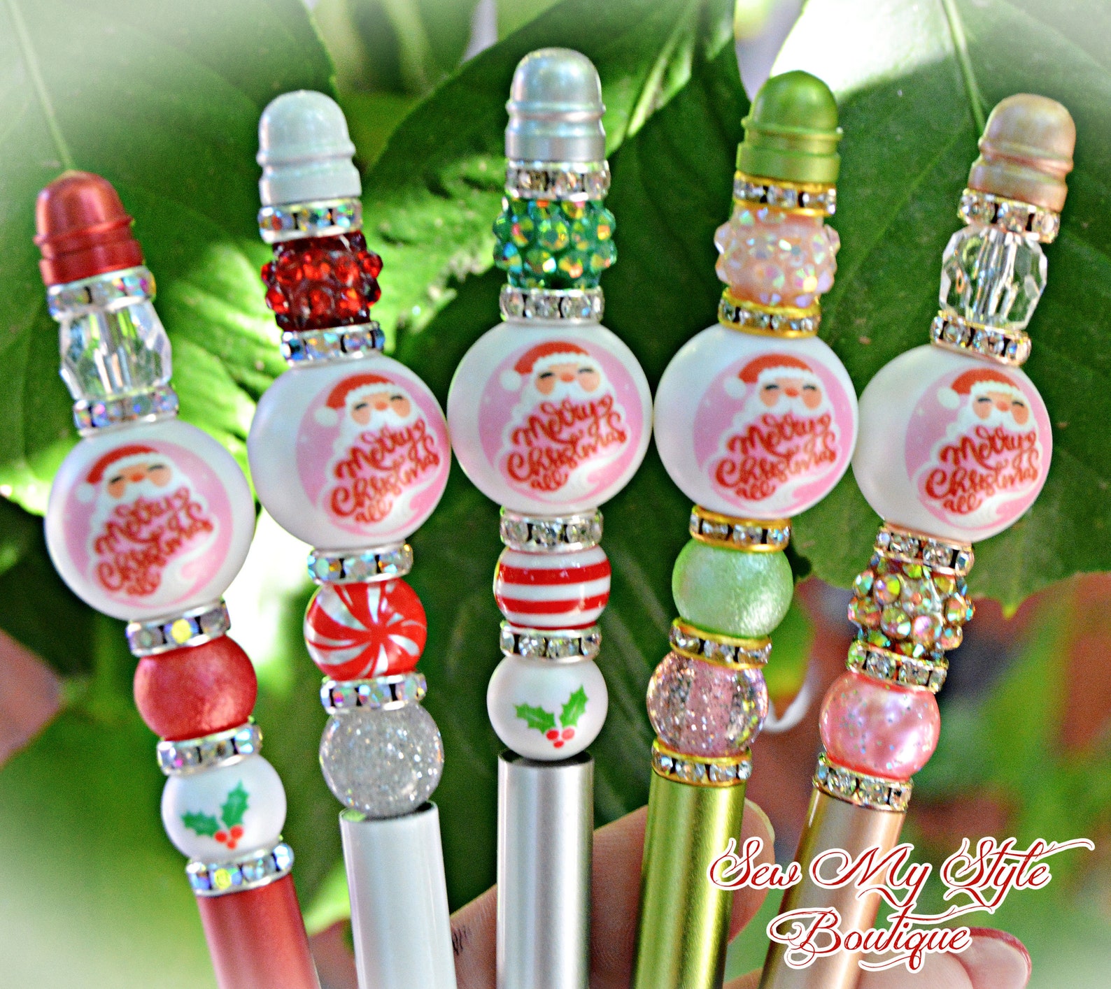Beaded Pen/pink SANTA Merry Christmas Pen/journal Pen/ink Pen ...