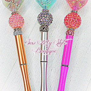 Heart With Bow and Rose Beaded Pens/gift Pen/fancy Beaded Pens/gifts ...
