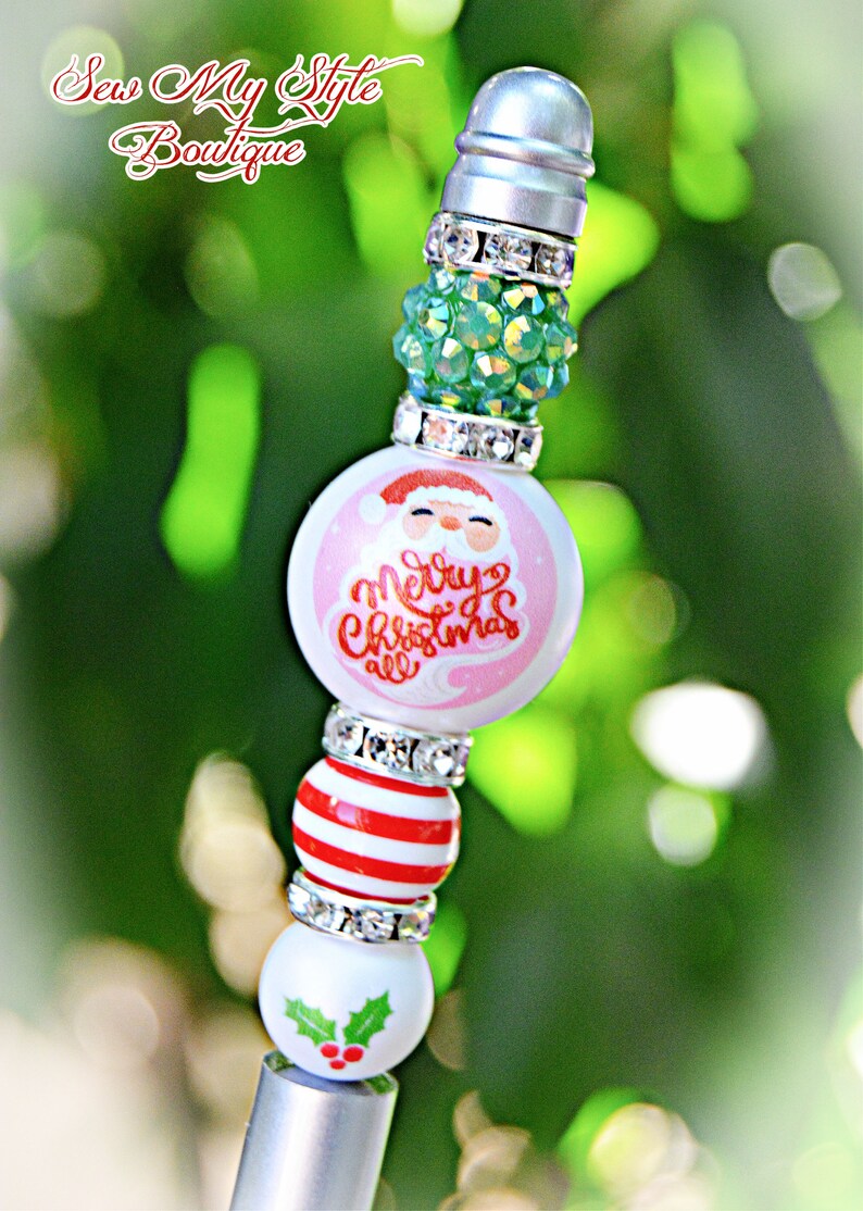 Beaded Pen/pink SANTA Merry Christmas Pen/journal Pen/ink Pen ...