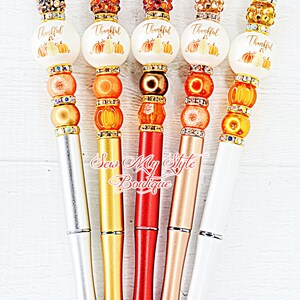 Beaded Pen/thankful Pen/thanksgiving Fall Pumpkin Pen/gift Pen ...