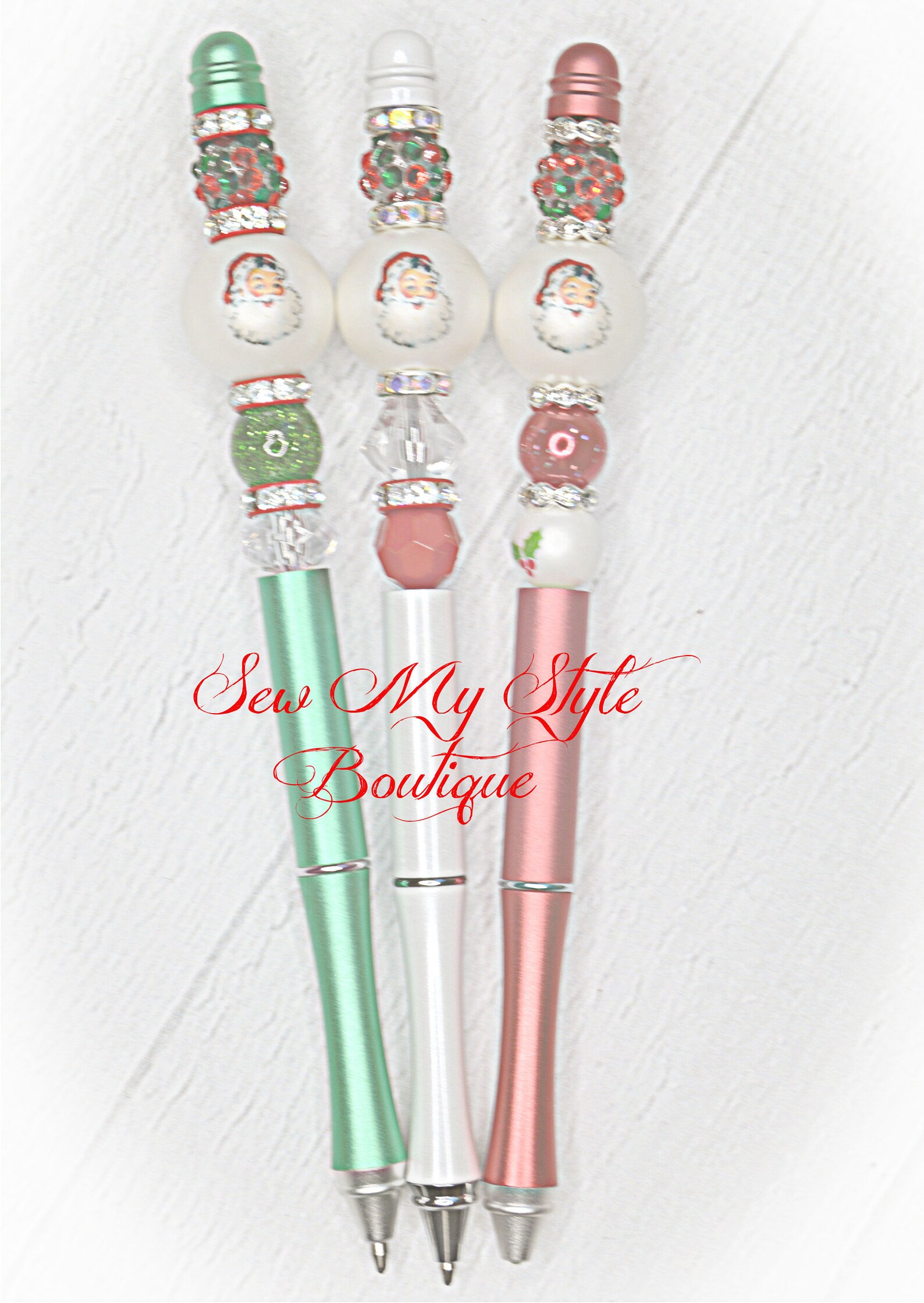 Beaded Pen/vintage Santa Pen/pen Set/journal Pen/gift Pen/gifts for ...