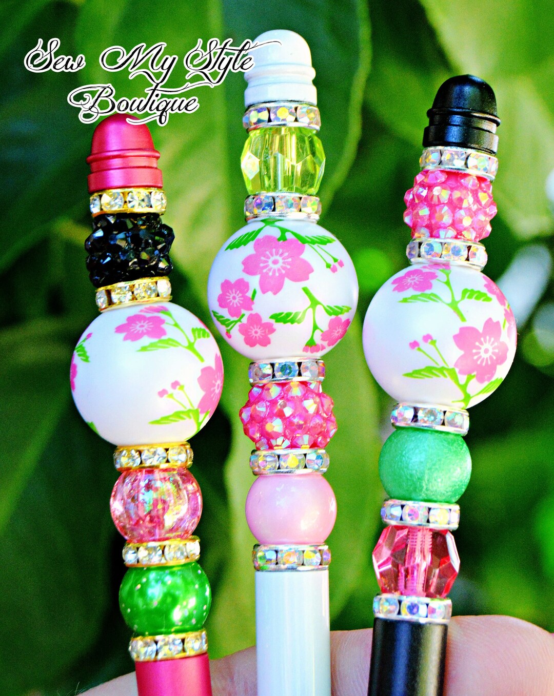 Beaded Pens/pretty PINK Flowers Pen/journal Pen/gift Pen/planner Pen ...