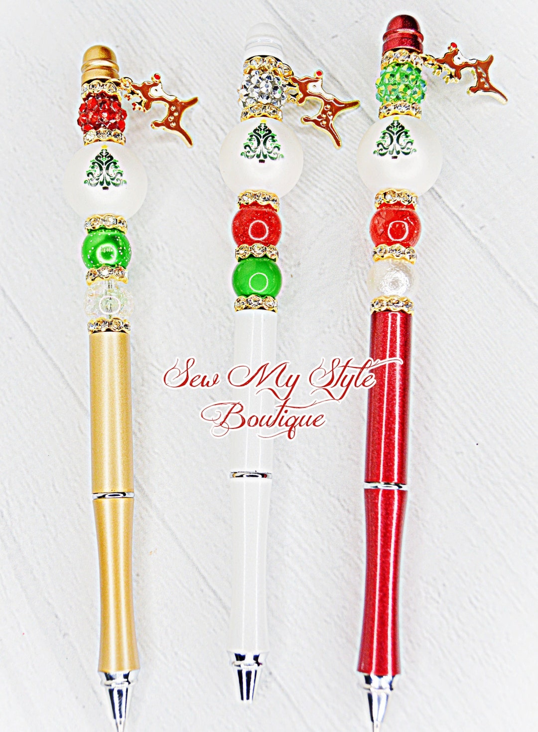 Beaded Christmas Pen/reindeer Pen/christmas Tree Journal Pen/planner ...