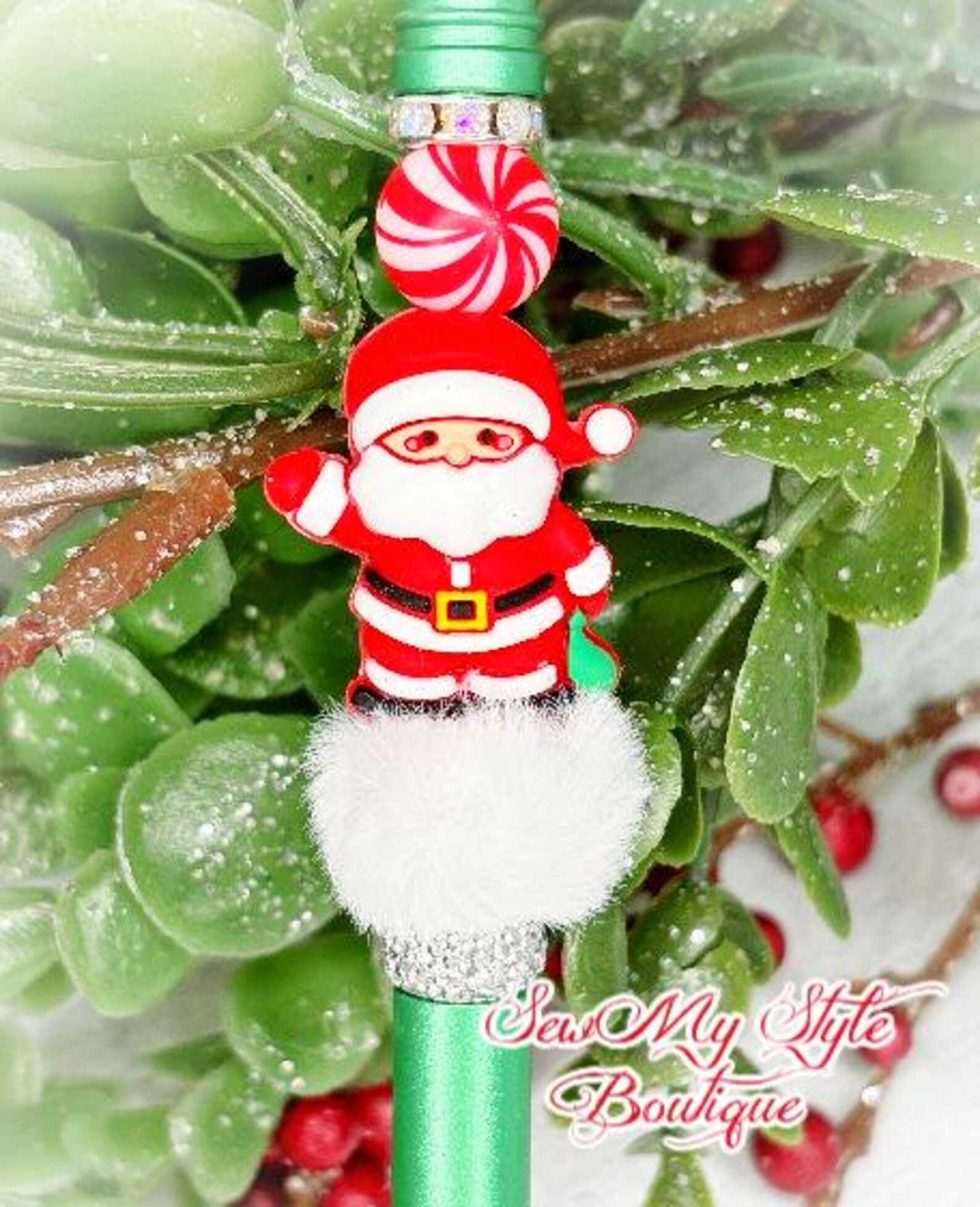 Santa Pen/3d Santa Beaded Pen/gift for Friends/fun Gift for Coworker ...