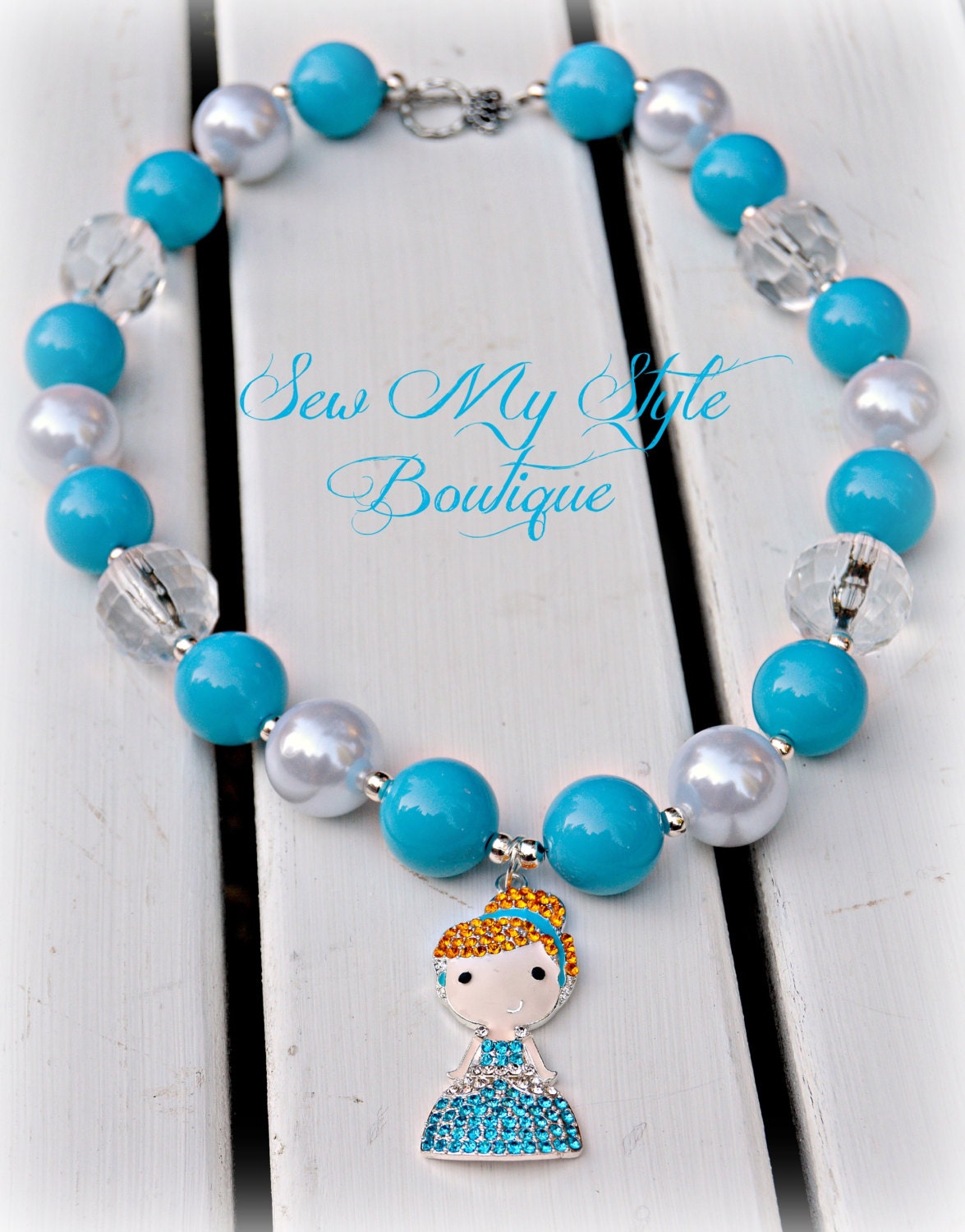 Cinderella Princess Chunky Bead Necklace Cinderella Rhinestone | Etsy