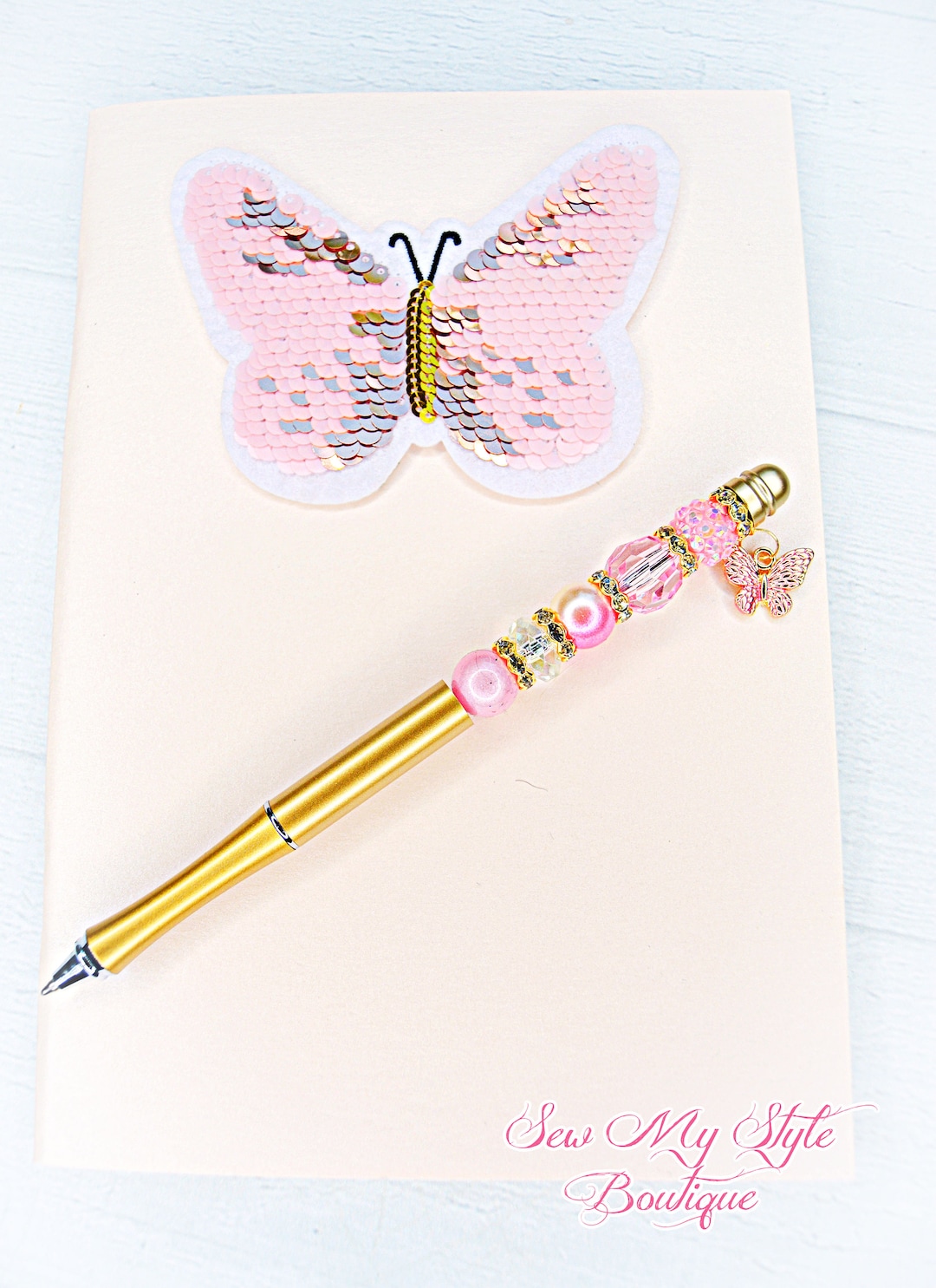 Butterfly Journal and Pen Set/sparkle Butterfly Journal and Beaded Pen ...