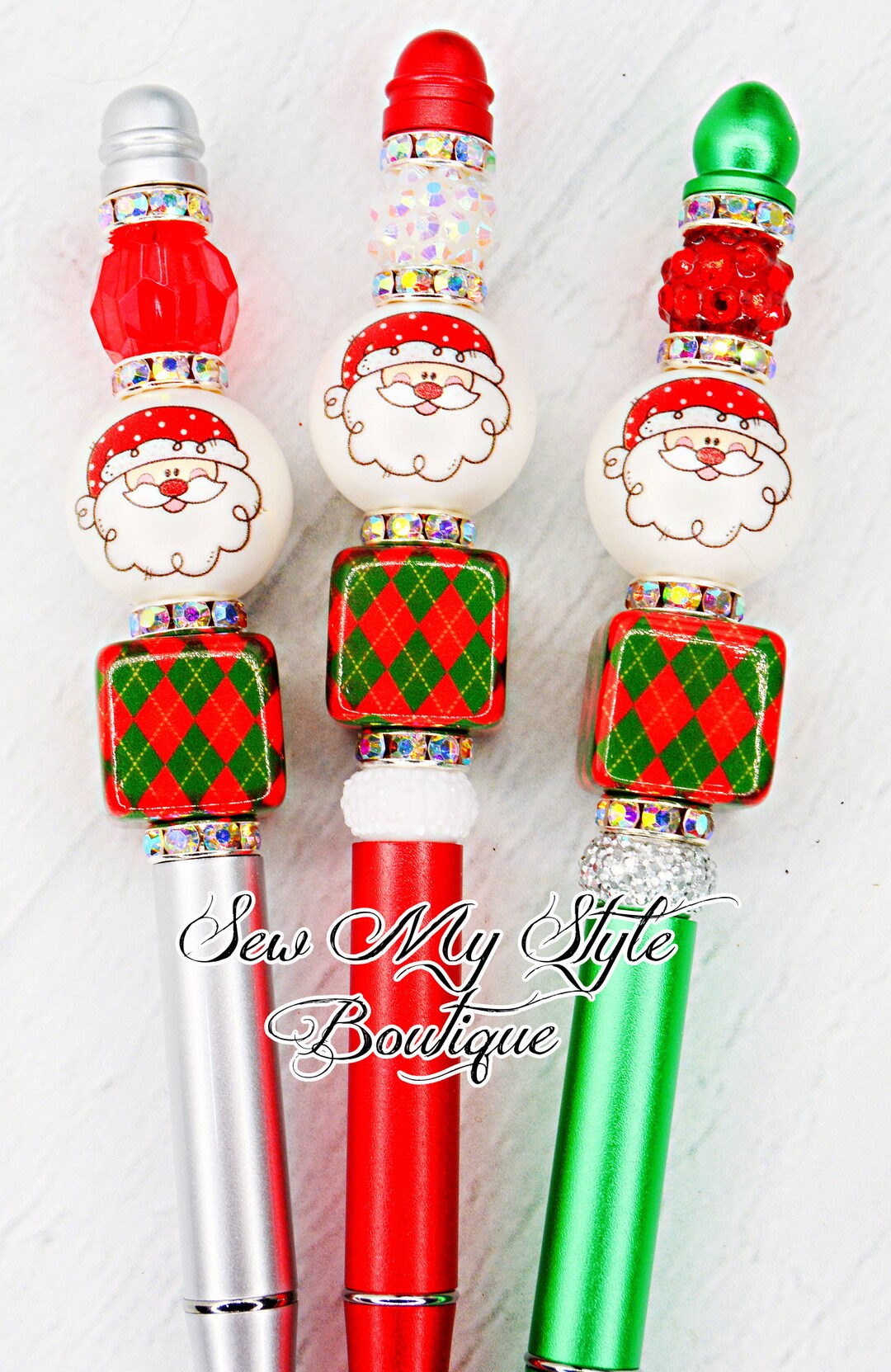 Santa Claus Pens/novelty Gift Pen/holiday Fancy Beaded Pens/gift ...
