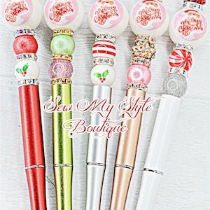 Beaded Pen/pink SANTA Merry Christmas Pen/journal Pen/ink Pen ...