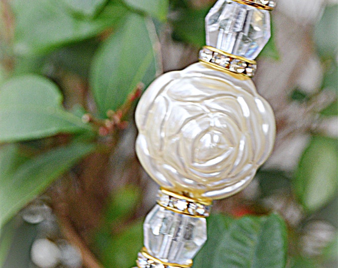 Beaded Pen/white Rose Fancy Pen/wedding Guest Book Pen/white Rose ...