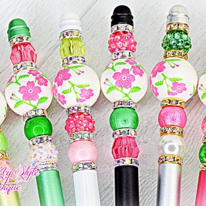 Beaded Pens/pretty PINK Flowers Pen/journal Pen/gift Pen/planner Pen ...
