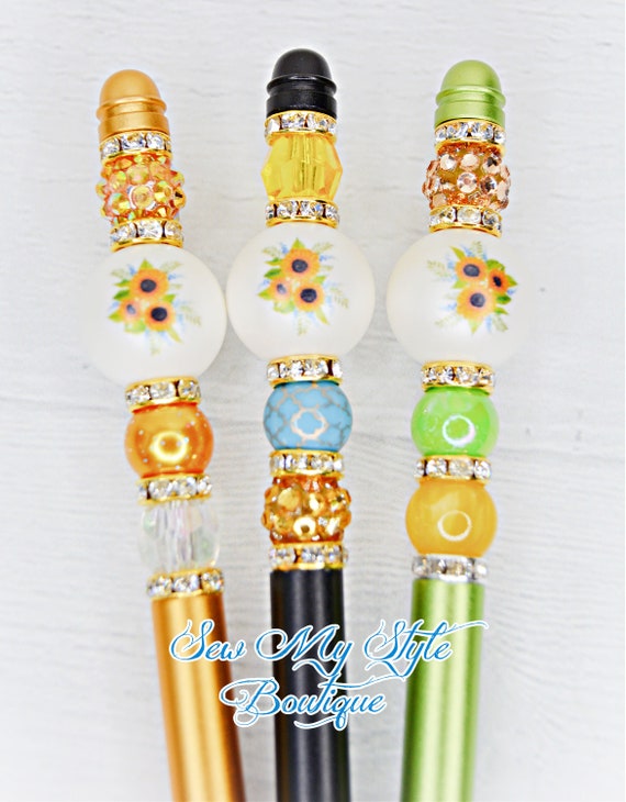 Beaded Pens/sunflower Bouquet Pen/gift Pen/journal Pen/fancy - Etsy