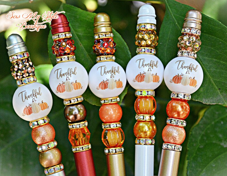 Beaded Pen/thankful Pen/thanksgiving Fall Pumpkin Pen/gift - Etsy