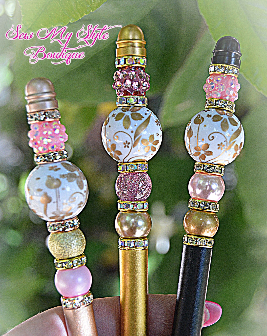 Beaded Pen/gold Floral Beaded Pens/gift for Friends/journal Pen/fancy ...