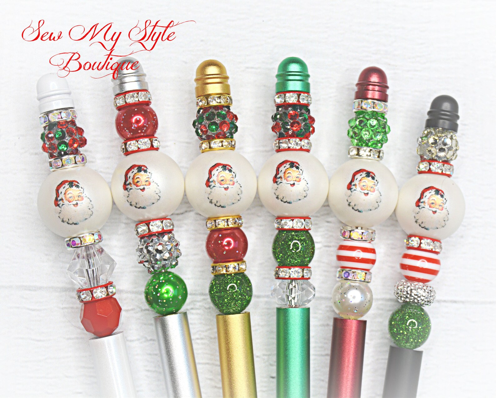 Beaded Pen/vintage Santa Pen/pen Set/journal Pen/gift Pen/gifts for ...