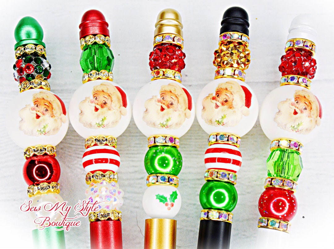 Fancy Vintage Santa Beaded Gift Pen/gift for Friends/holiday Novelty ...