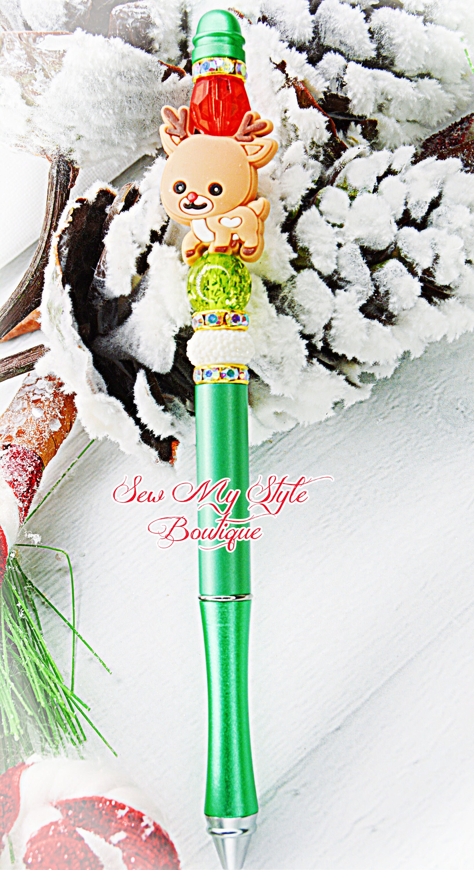 Reindeer Cutie Pens/holiday Gift Pen/novelty Pen/journal Pen/beaded Pen ...