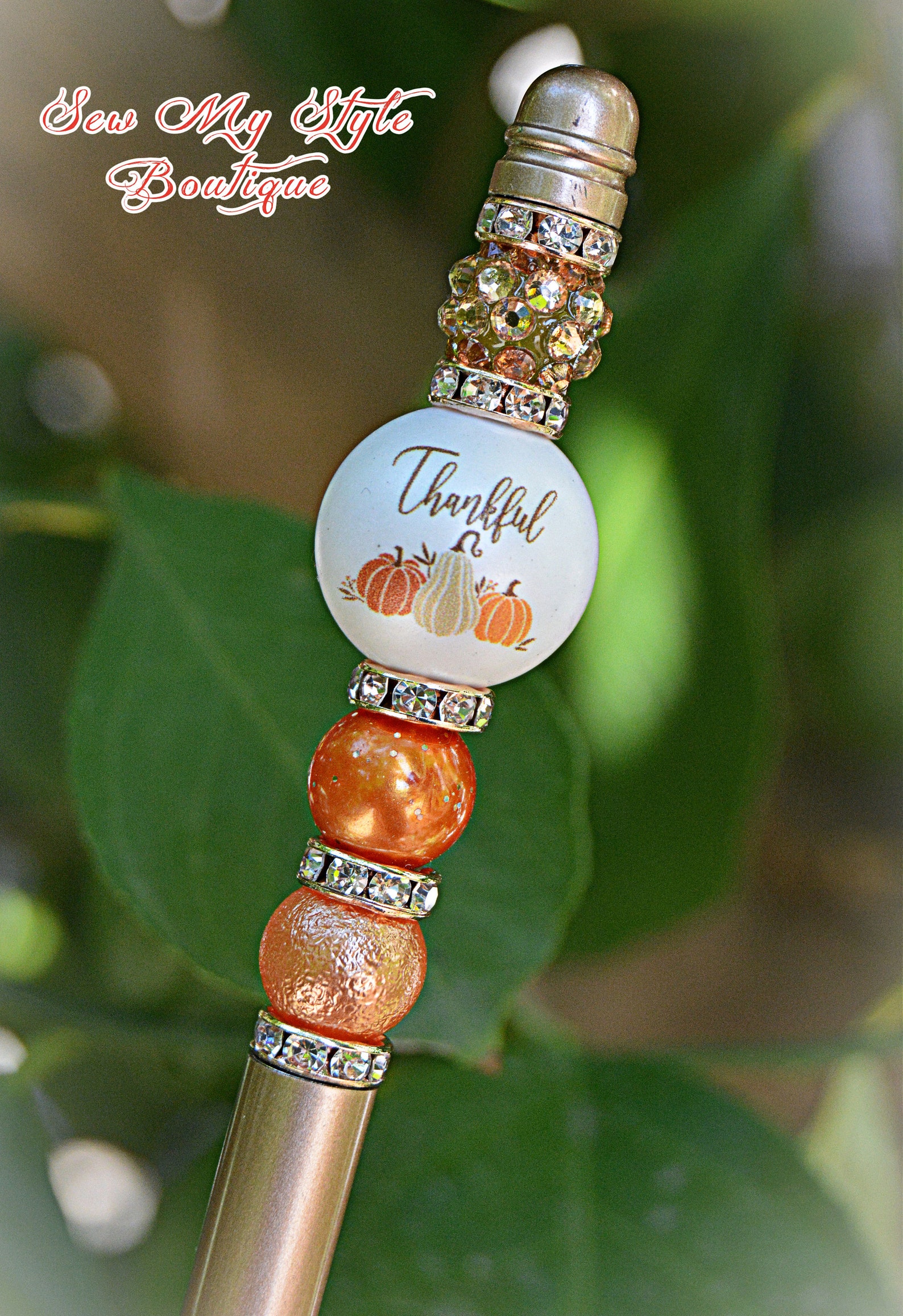 Beaded Pen/thankful Pen/thanksgiving Fall Pumpkin Pen/gift Pen ...