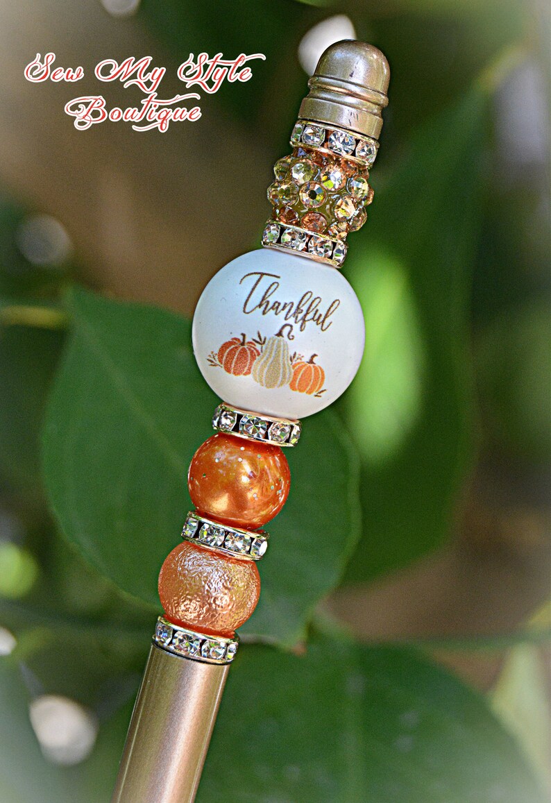 Beaded Pen/thankful Pen/thanksgiving Fall Pumpkin Pen/gift Pen ...