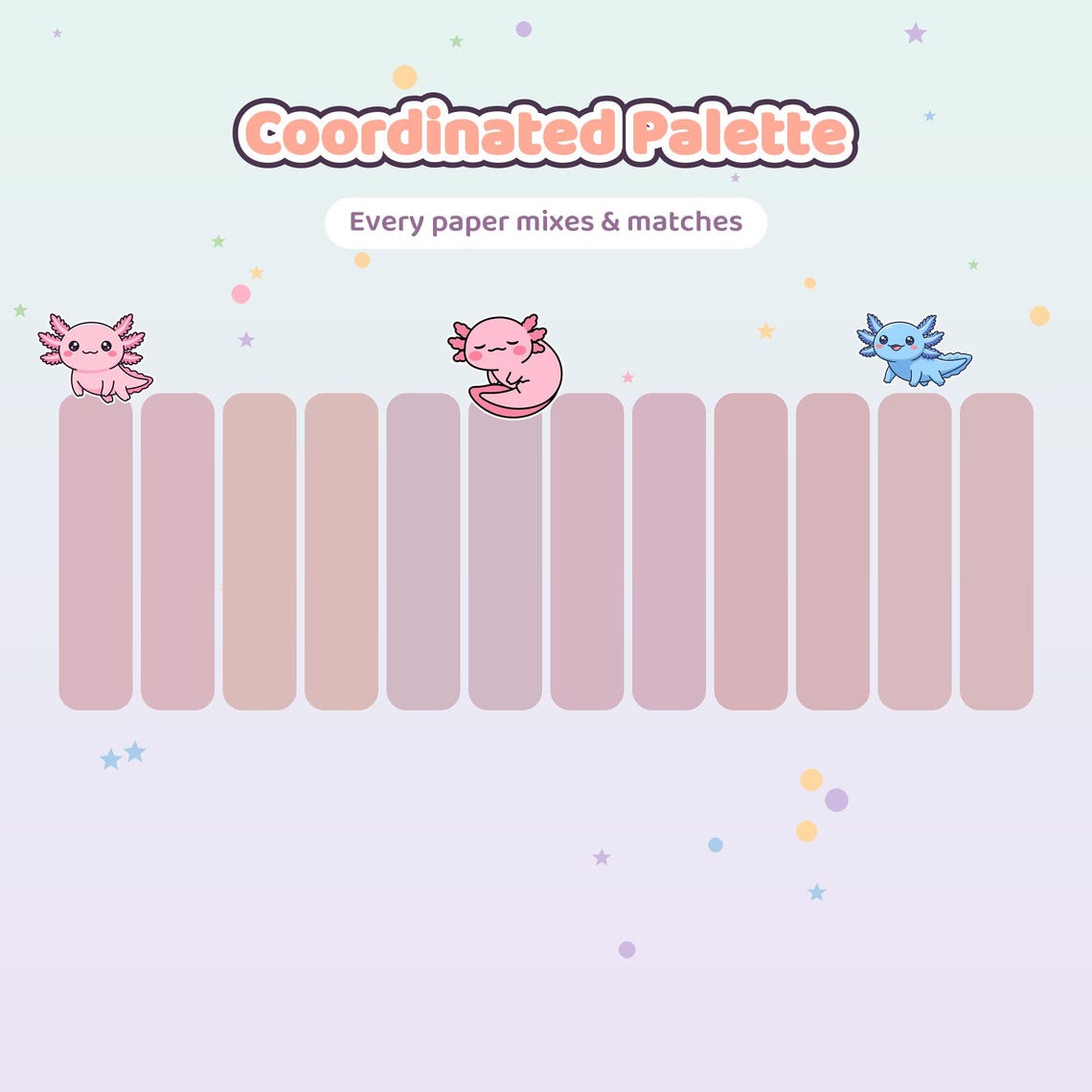 Kawaii Axolotl Seamless Patterns | 12x12in Digital Paper Pack ...