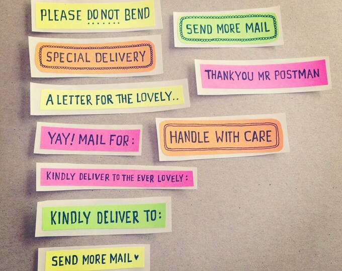 Neon Mail / Packaging Stickers for Letters, Packaging, Penpals or ...