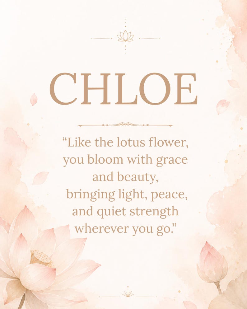 Personalized Lotus Nursery Name Print, Baby Girl Wall Art, Blush Pink ...