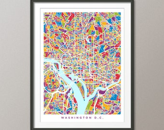 Washington DC Map City Street Map Art Print 1570 | Etsy